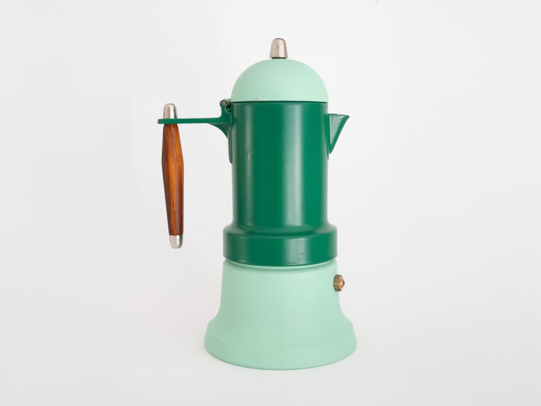 Italian GAT Minni Plus Green Moka Pot, Aluminium Mid-century Modern ...