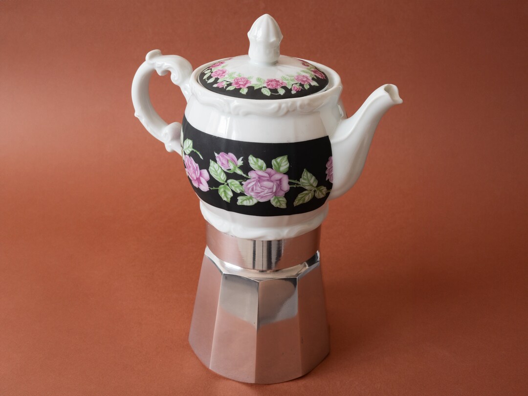 Vintage Coffee Maker With Flowers Art Ceramic Pot, Collectible Roses ...
