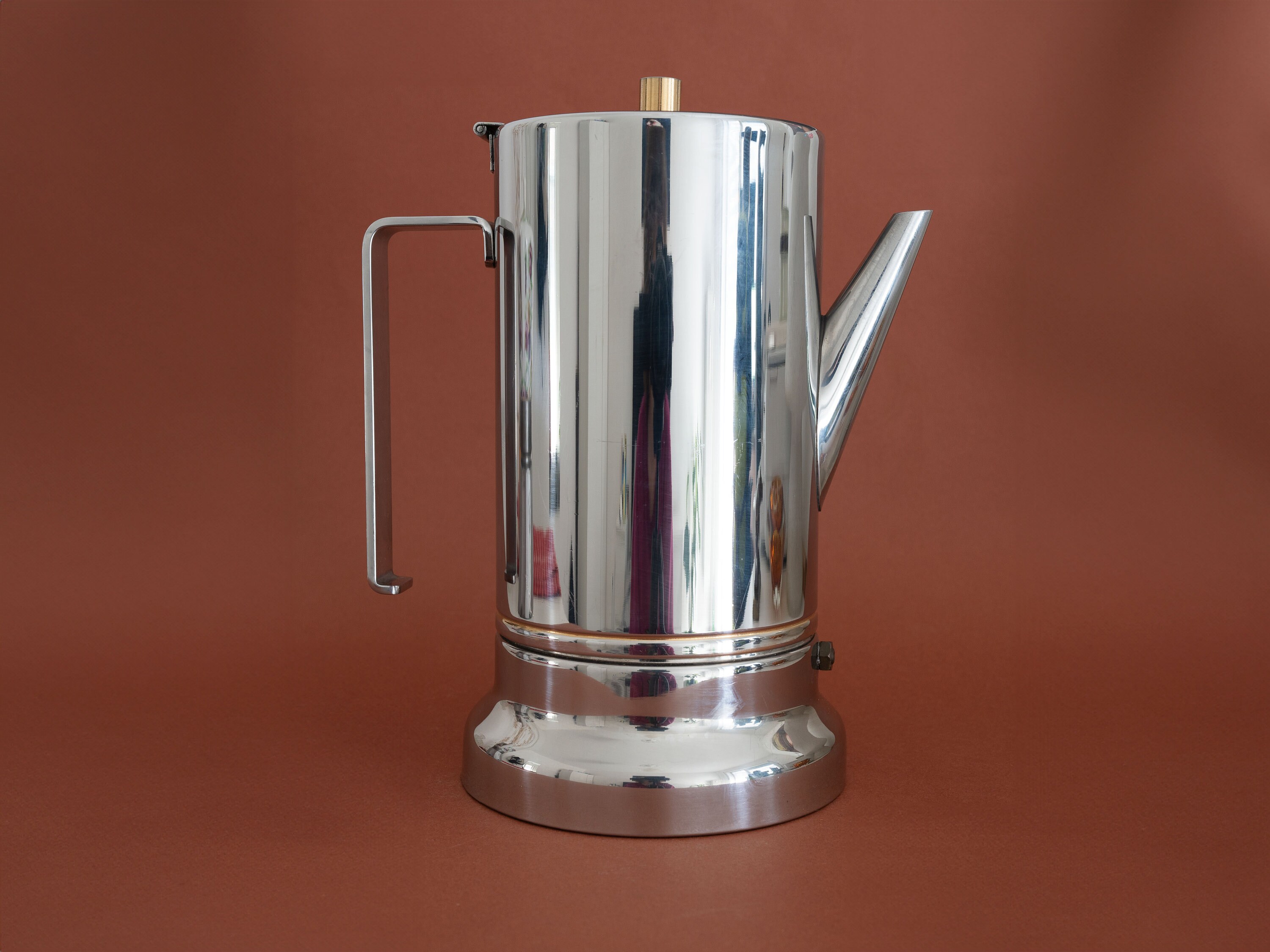 Rare Italian Large Moka Pot, Stainless Still Stovetop Art Deco Coffee ...