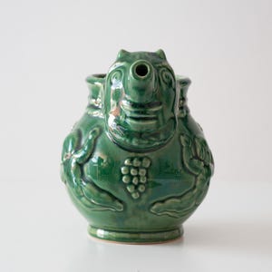 Vintage Green Ceramic Jug With Mythical Devil Face Spout and Cherub ...