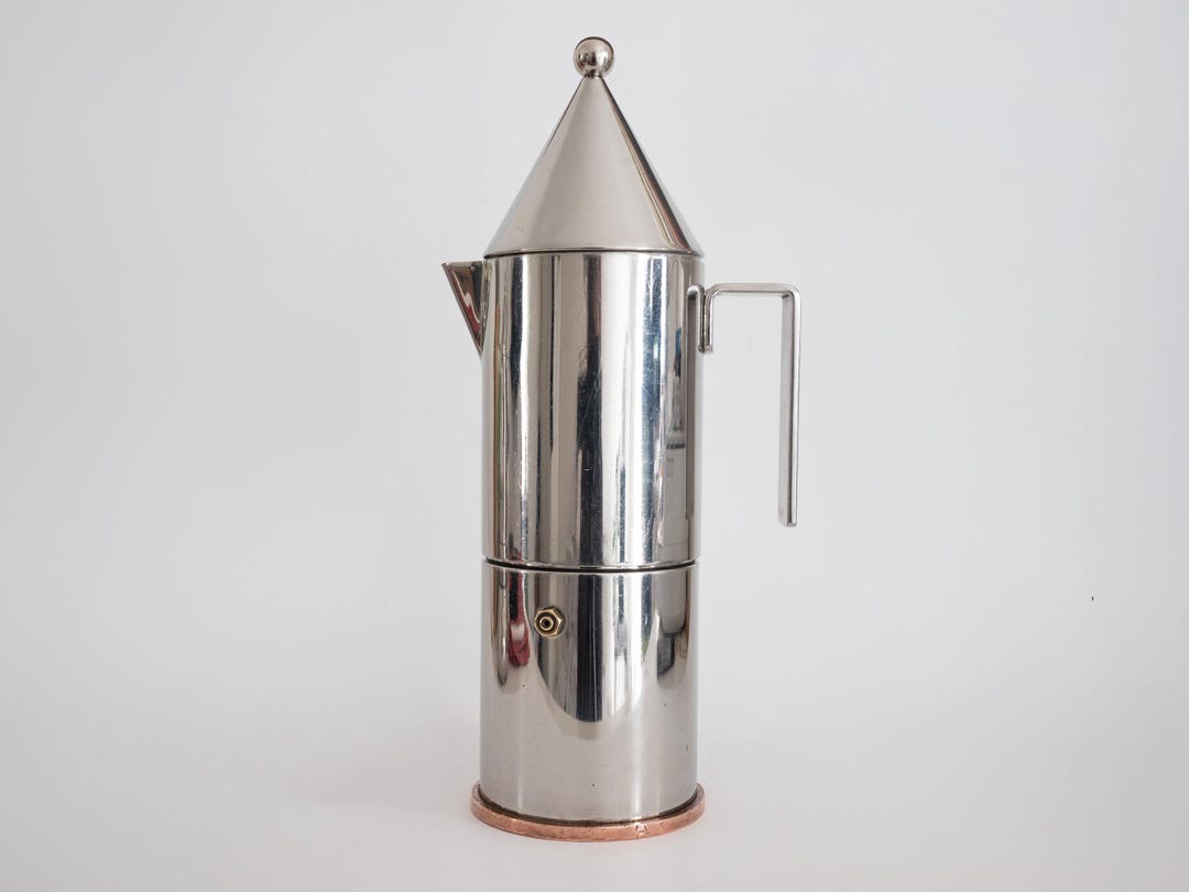 Large Aldo Rossi La Conica Alessi Coffee Maker, 80s Brutalist Geometric ...