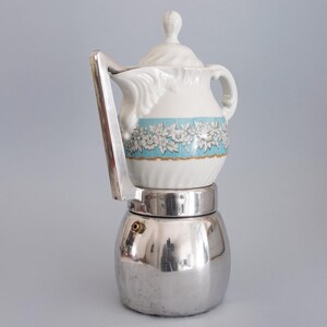 Vintage Coffee Maker With Flowers Art Ceramic Pot, Collectible Large ...