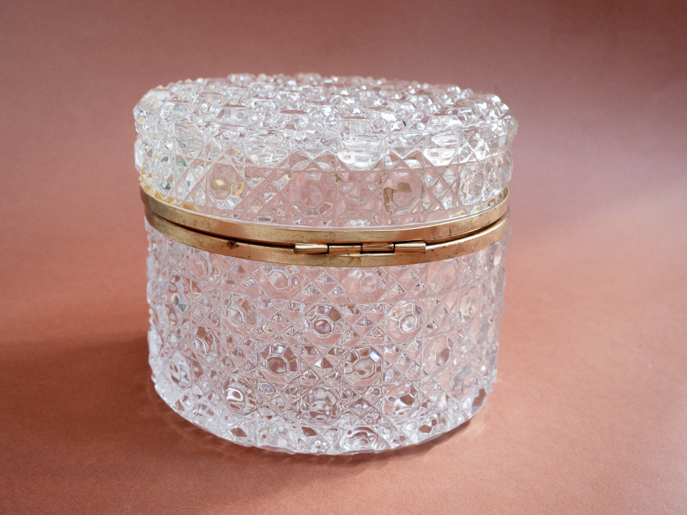 Vintage Crystal Table Casket With a Gilt Metal Mount Chic - Etsy