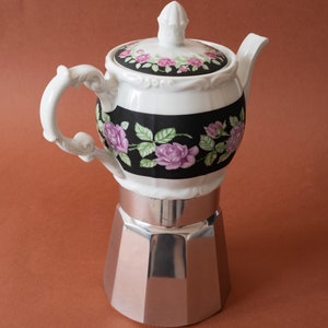 Vintage Coffee Maker With Flowers Art Ceramic Pot, Collectible Roses ...