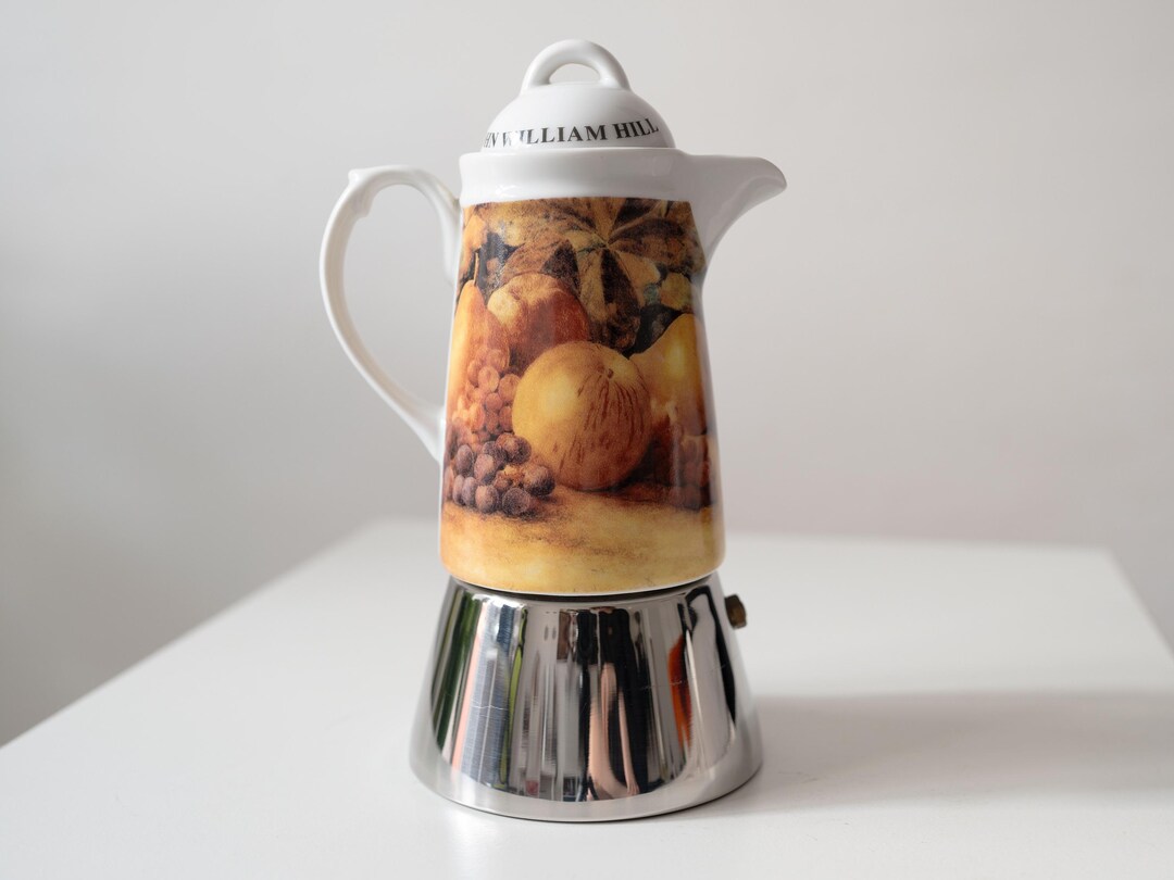 Coffee Maker With Fruit Still Life Design Art Ceramic Pot, Collectible ...