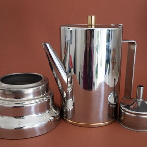 Rare Italian Large Moka Pot, Stainless Still Stovetop Art Deco Coffee ...