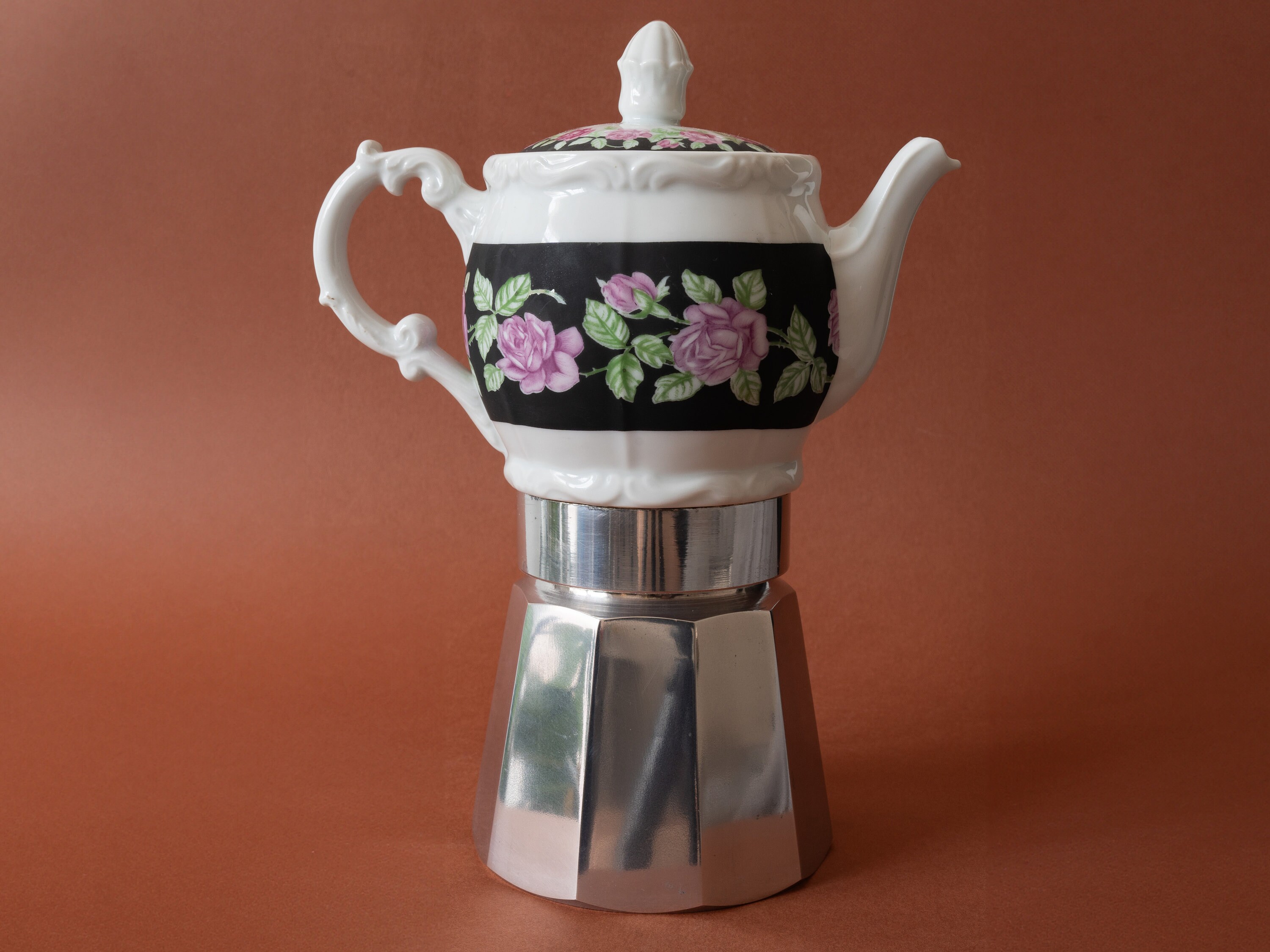 Vintage Coffee Maker With Flowers Art Ceramic Pot, Collectible Roses ...