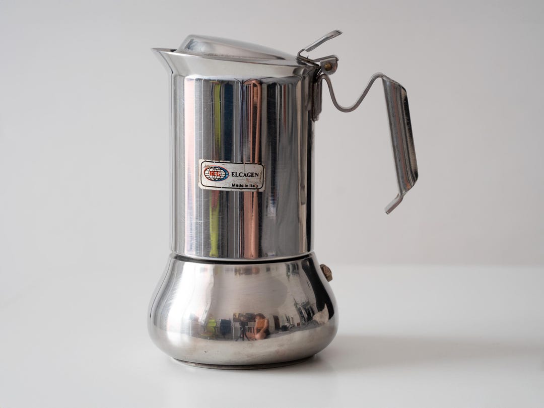 Large Classic Italian Stainless Steel Coffee Maker, Vintage Inox ...