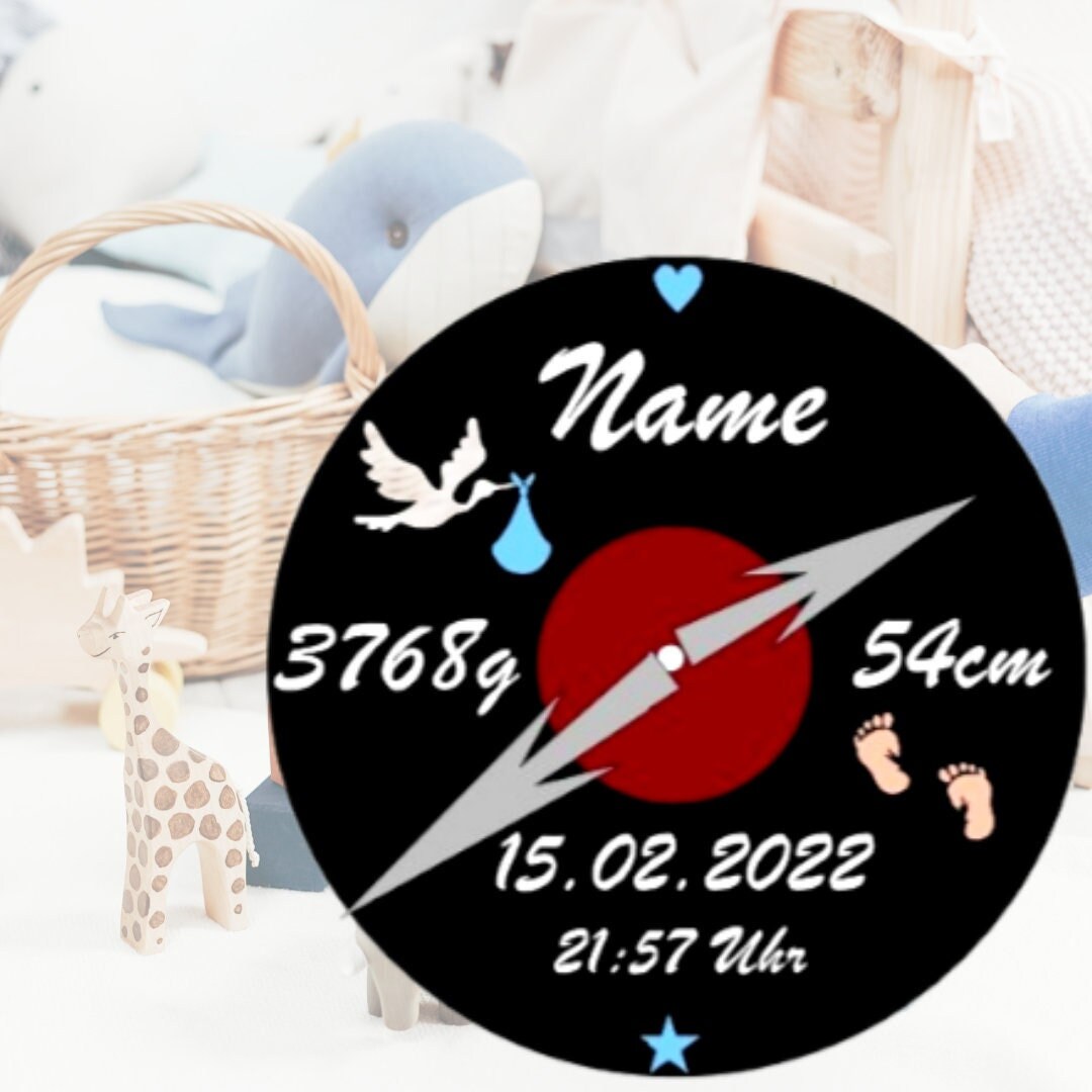 Record Clock as a Gift for Baby, Birth, Baptism, Personalized on ...