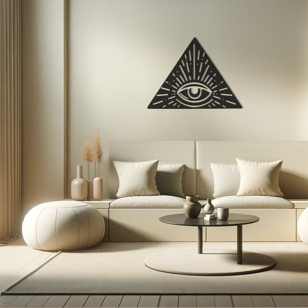 Mysterious Illuminati Design, Metal Wall Art, Triangle and Eye Decor ...