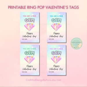 Printable Ring Pop Gem, Printable Valentine Card, Ring Pop Valentine ...
