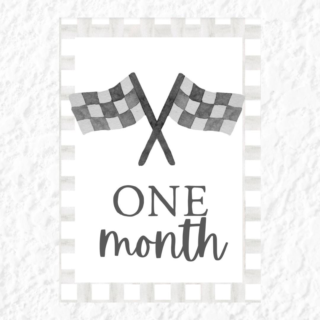 Race Car Printable Monthly Milestone Cards - Instant Download - Etsy