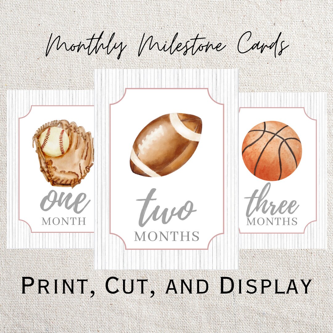 Baby Milestone Cards | Sports Printable Monthly Milestone Cards ...
