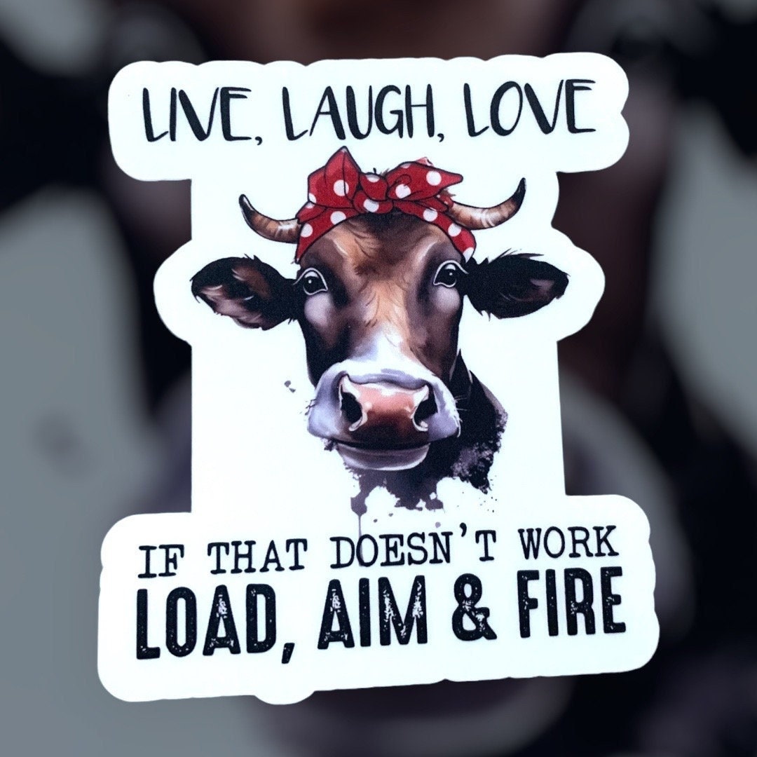 Cow Custom Vinyl Stickers, Laptop Stickers, Hydro Flask Water Bottle ...