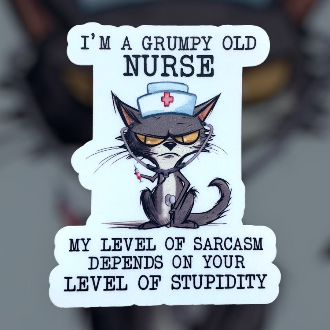 Grumpy Nurse Cat Custom Vinyl Stickers Laptop Stickers Hydro - Etsy
