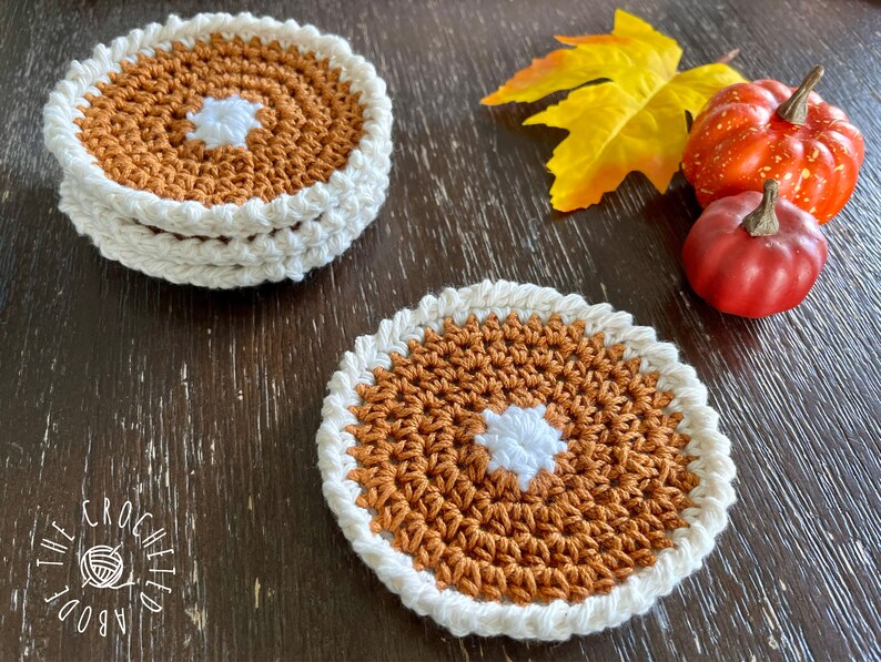 PDF Crochet Pattern | Mini Pumpkin Pie Coasters | Pattern With Pictures ...