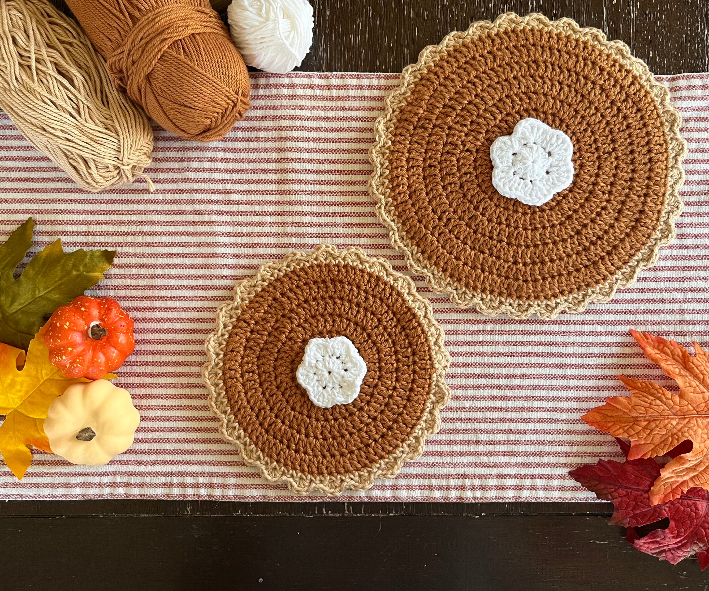 PDF Crochet Hot Pad Pattern | Pumpkin Pie Hot Pad Trivet | Includes 2 ...