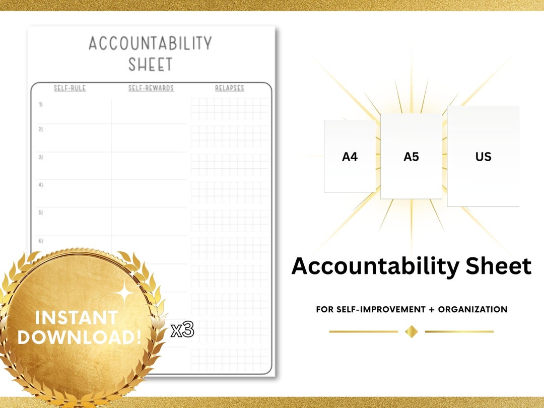 Accountability Sheet Digital Printable Planner Template - Etsy Canada