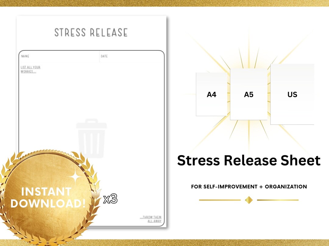 Stress Release Digital Printable Planner Template - Etsy
