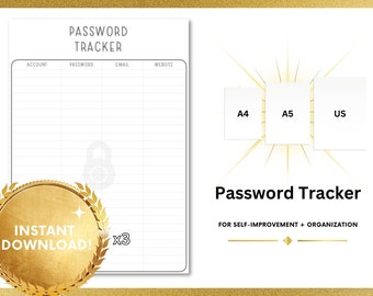Password Tracker Printable & Fillable Download PDF Password - Etsy