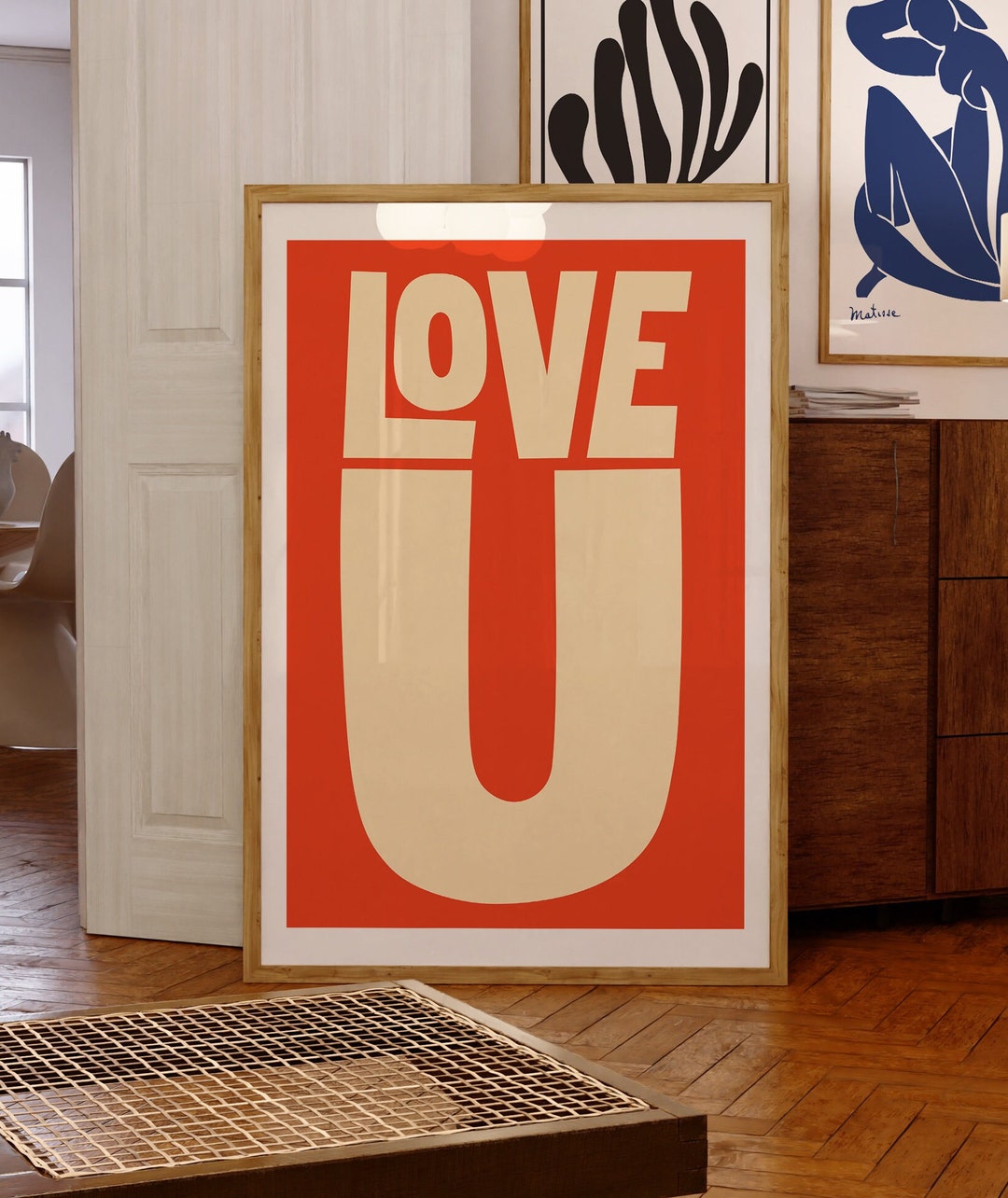 PRINTABLE DOWNLOAD Red LOVE U Art Print Eclectic Dorm Decor Love Poster ...