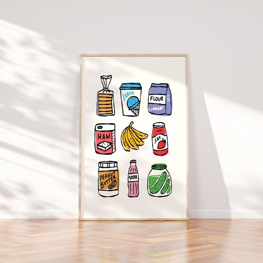 Funky Food Art Print: Colorful Kitchen Groceries (digital Art) - Etsy