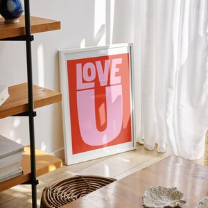 PRINTABLE DOWNLOAD Pink LOVE U Art Print Eclectic Dorm Decor Love ...