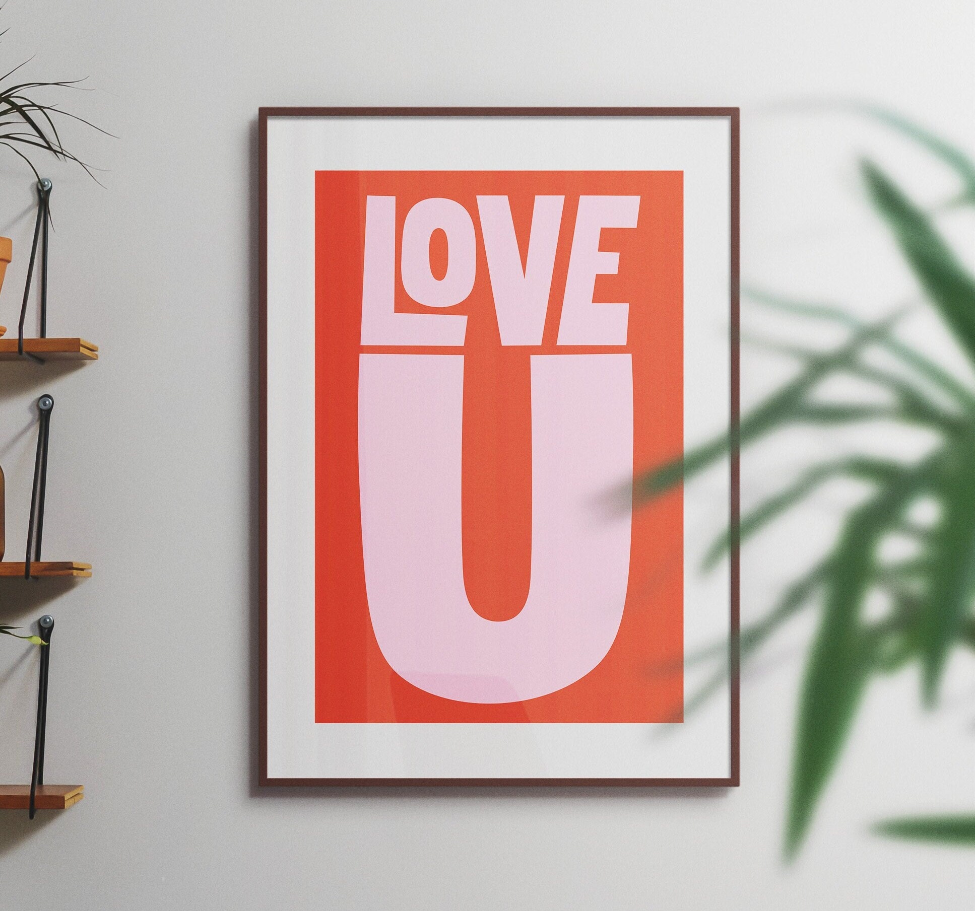 PRINTABLE DOWNLOAD Pink LOVE U Art Print Eclectic Dorm Decor Love ...