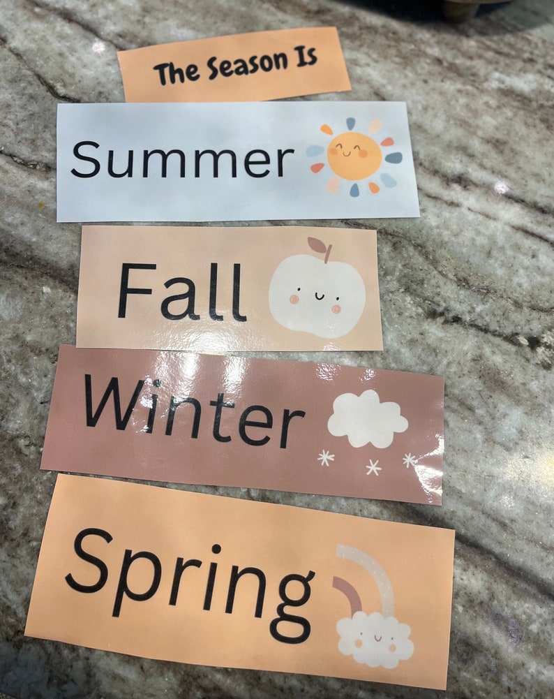Boho Weather & Season Chart Printable, Classroom Weather Cards, Seasons ...