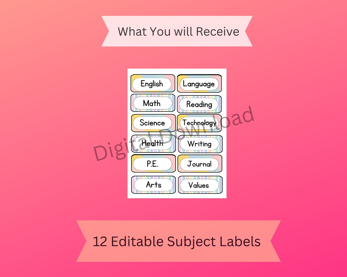 Pastel Subject Labels Printable, Classroom Decor PDF, Editable School ...