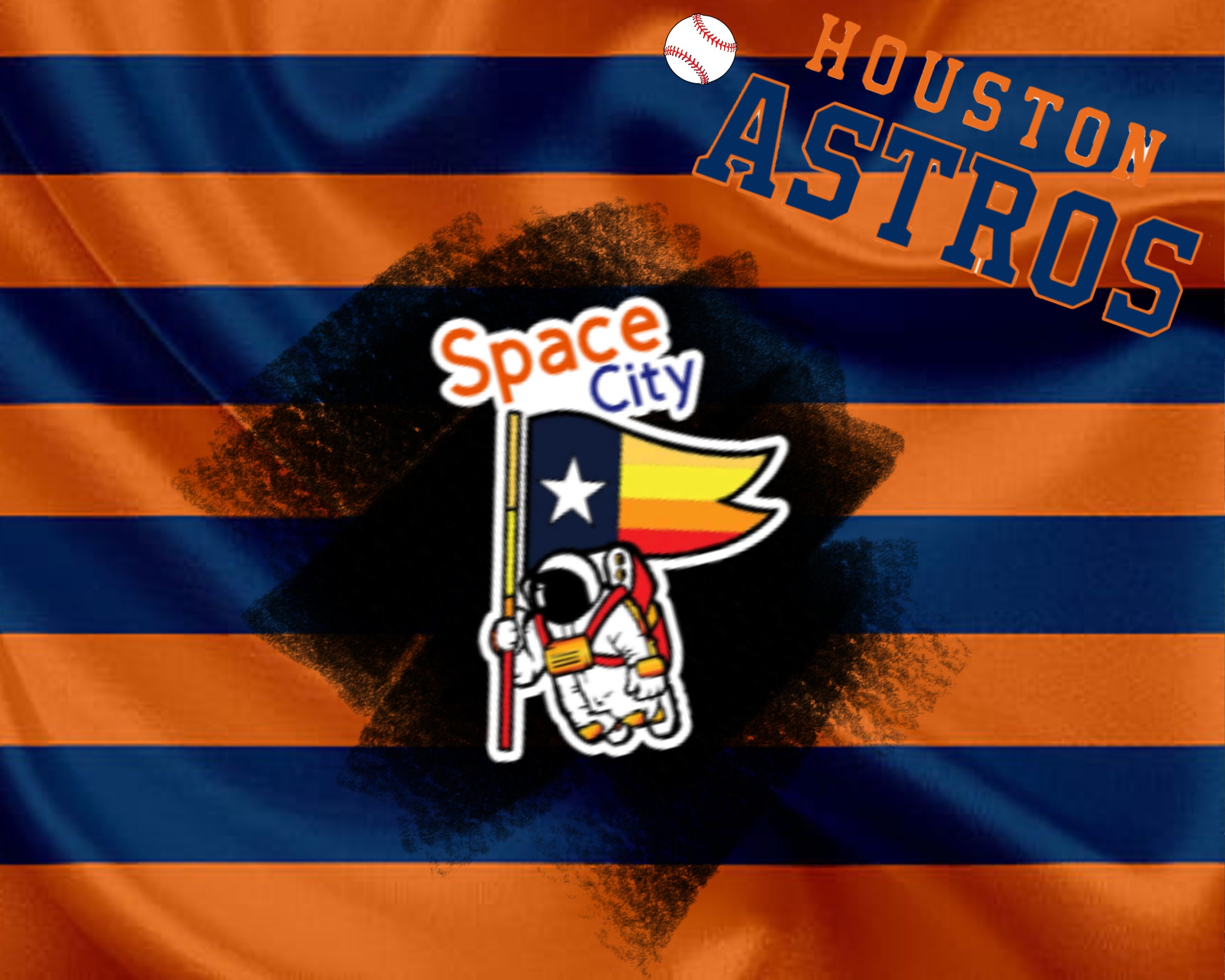 Houston Astros Space City Sticker, Astronaut Holding Flag, H-town ...