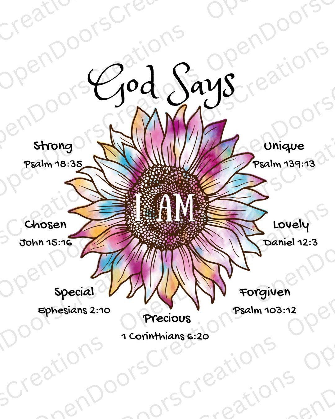 God Says I Am, Color Mix Sunflower, Png, Instant Download - Etsy