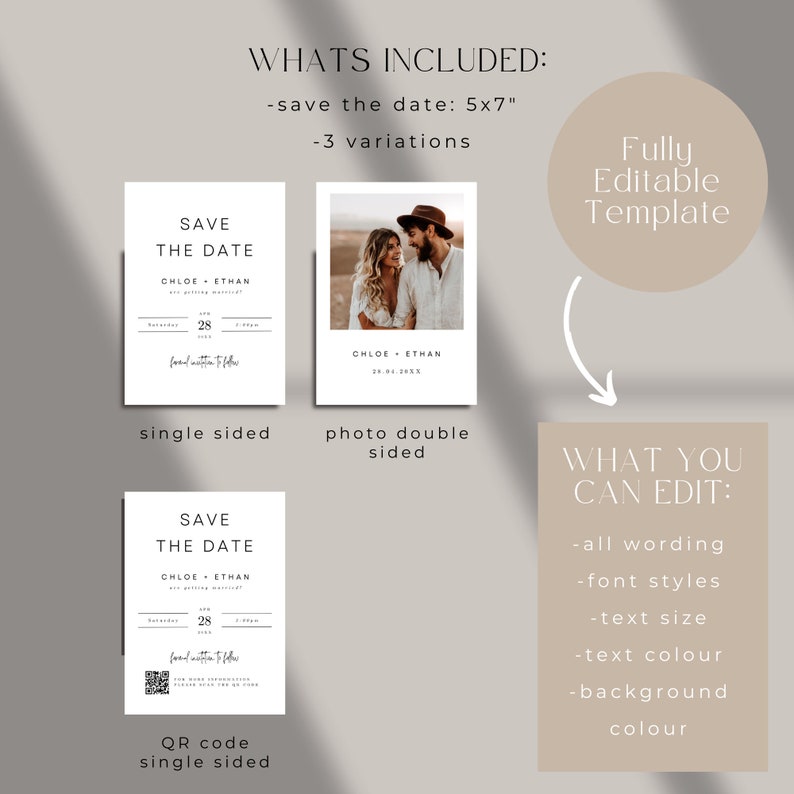 Editable Save The Date Canva Template Printable Save The Etsy