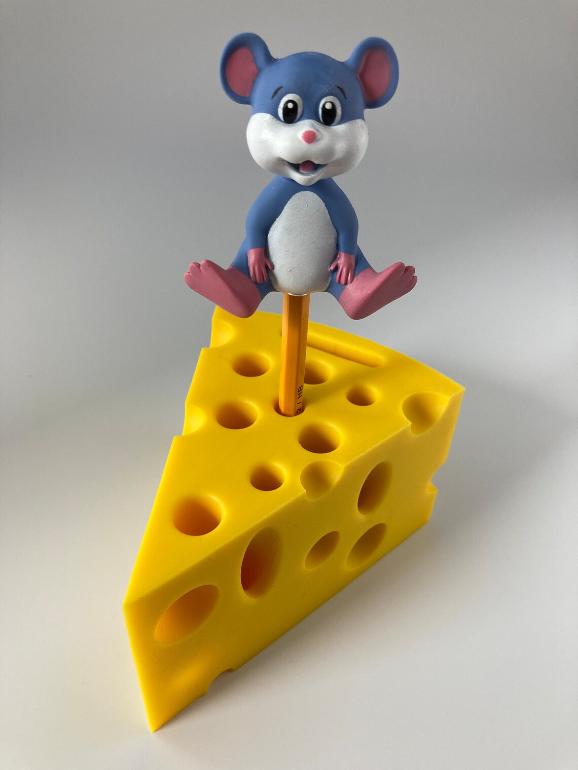 Cheese Silicone Pen Pencil Ruler Holder Mouse Eraser School Stationery ...