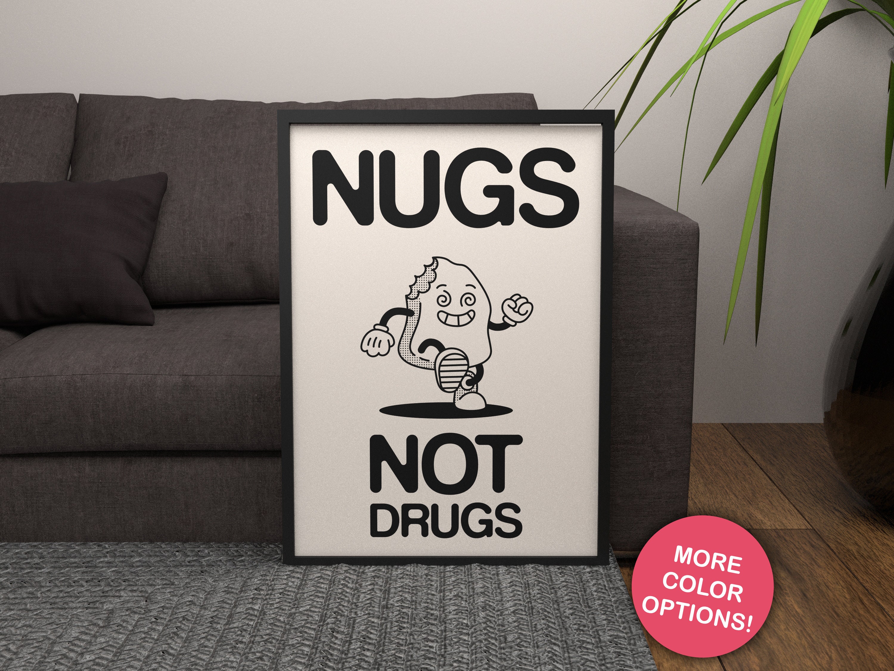 Nugs Not Drugs, Chicken Nugget Poster Retro Cartoon Wall Art ...