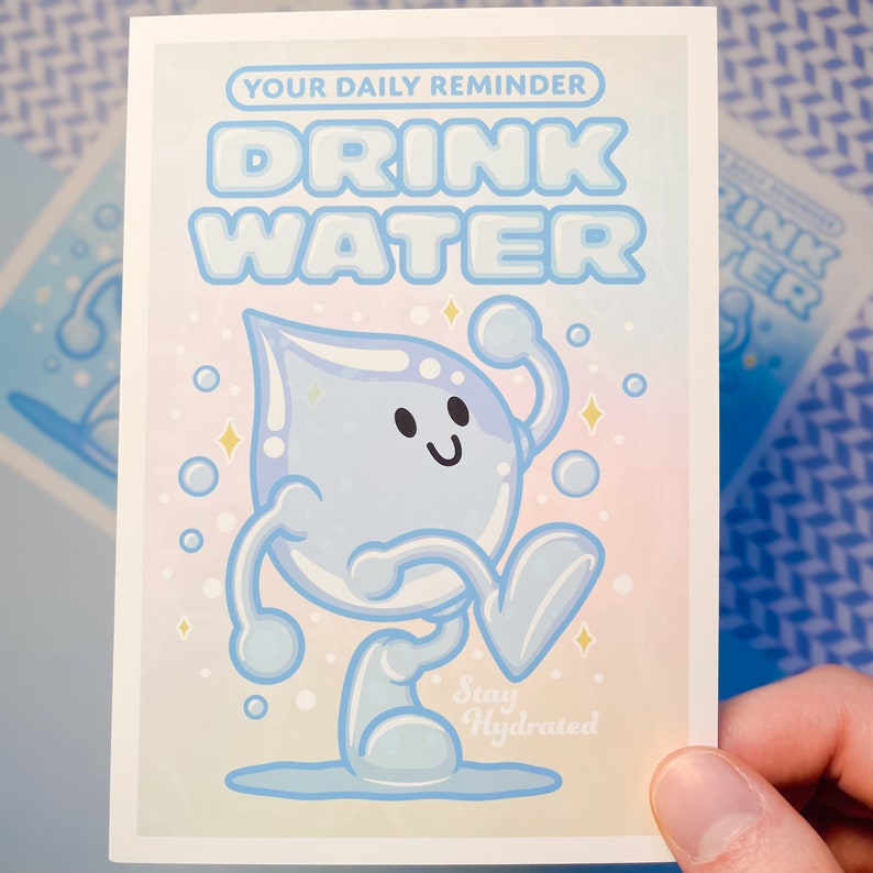 Drink More Water Print! Fun Hydration Poster, Colorful Well Being ...