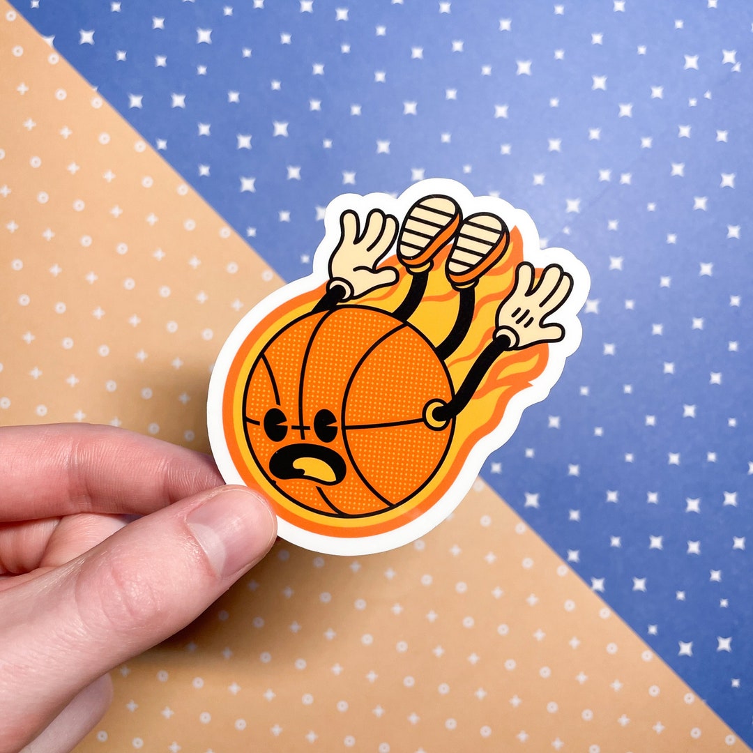 Fire Basketball Vinyl Sticker! Cute Retro Sports Handmade Sticker ...