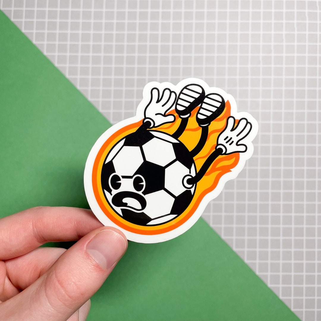 Fireball Football Vinyl Sticker! Illustrated Soccer Ball Decal, Kawaii ...