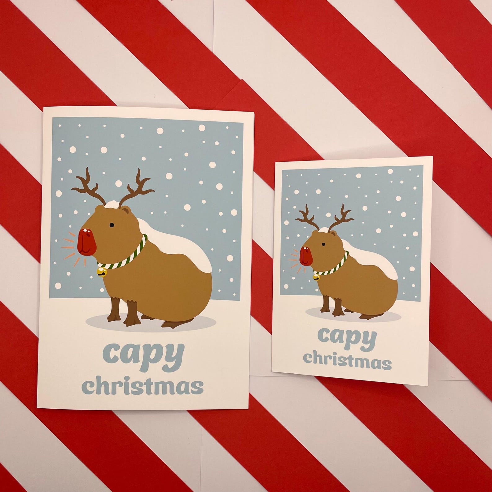 Capy Christmas! Capybara Christmas Greetings Card, Blank Inside - Etsy