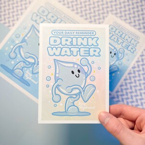 Drink More Water Print! Fun Hydration Poster, Colorful Well Being ...