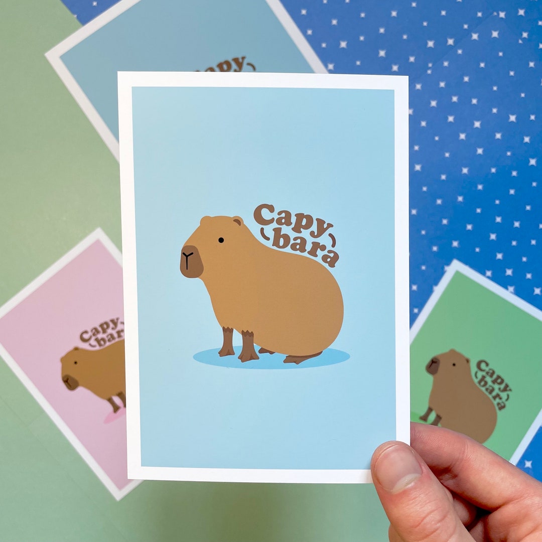 Minimalist Capybara Print, Premium Quality Handmade Poster, Colourful ...