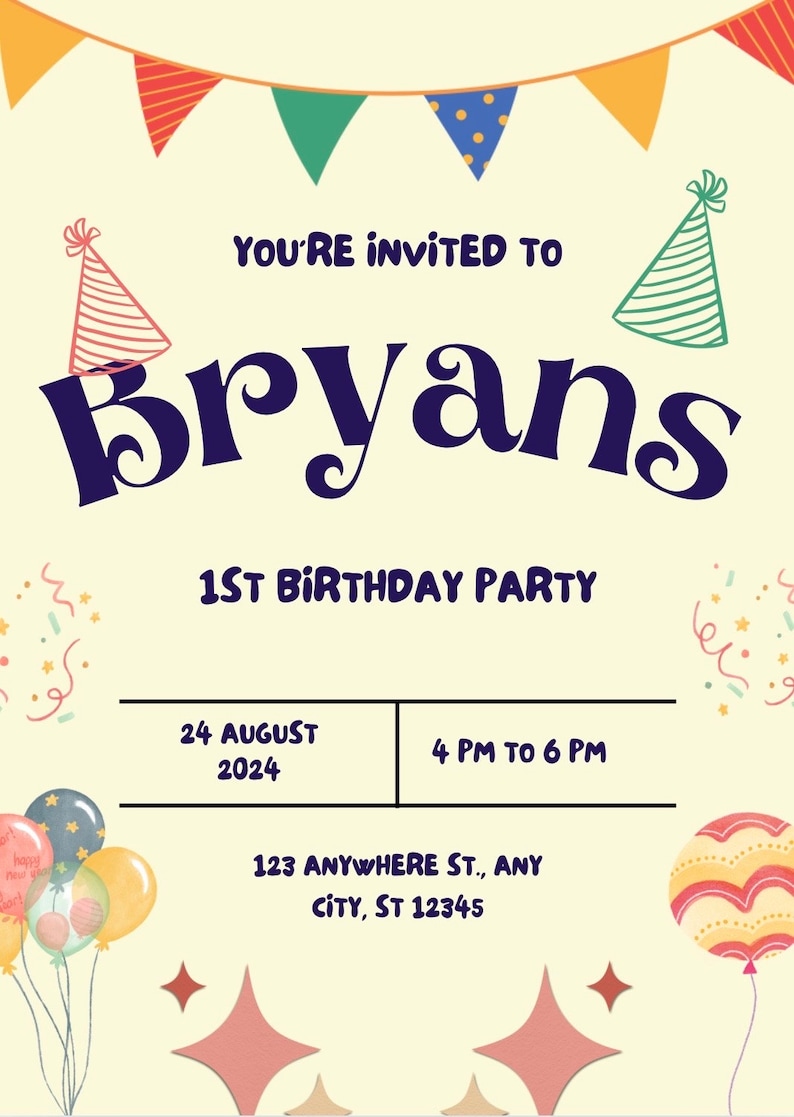 Cream Festive Birthday Invitation - Etsy