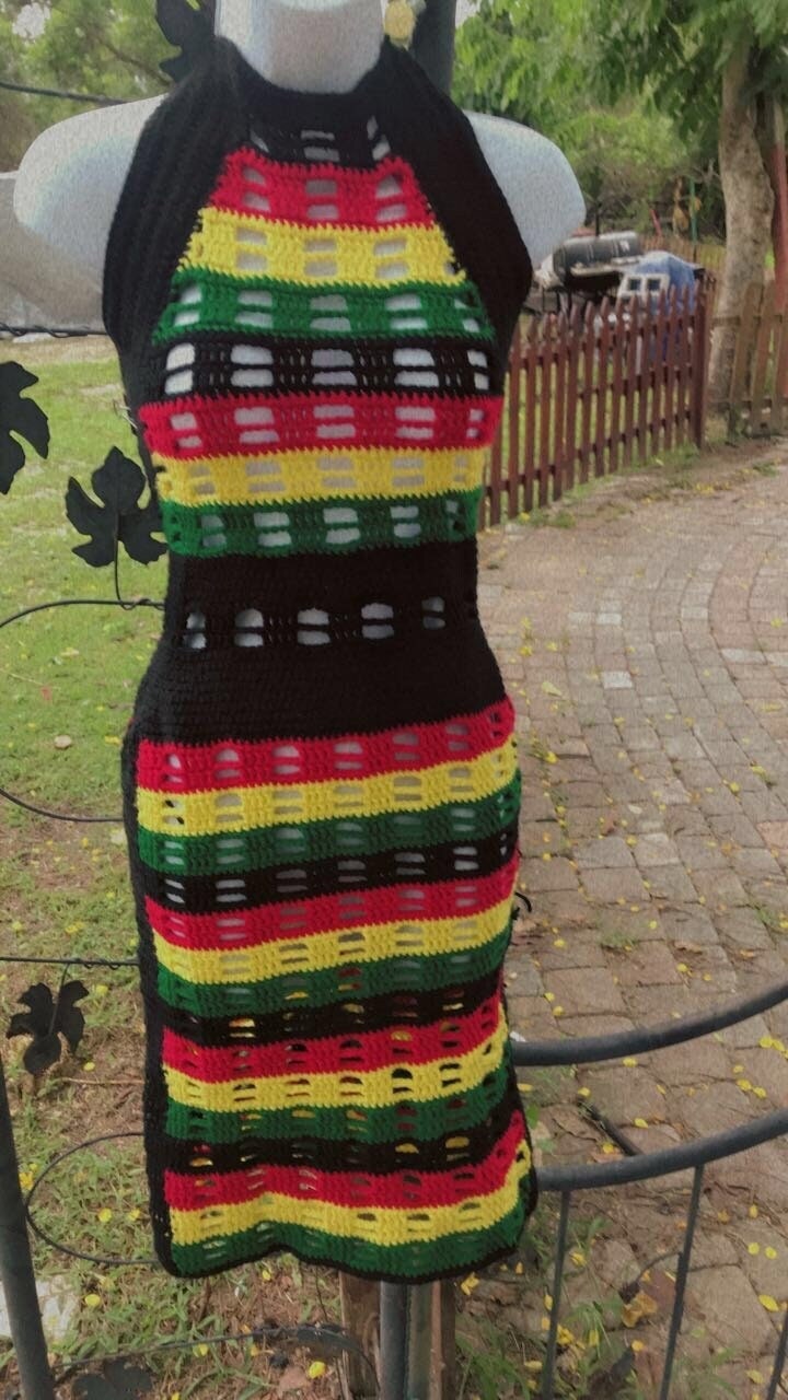 Rasta Halter Crochet Dress - Etsy