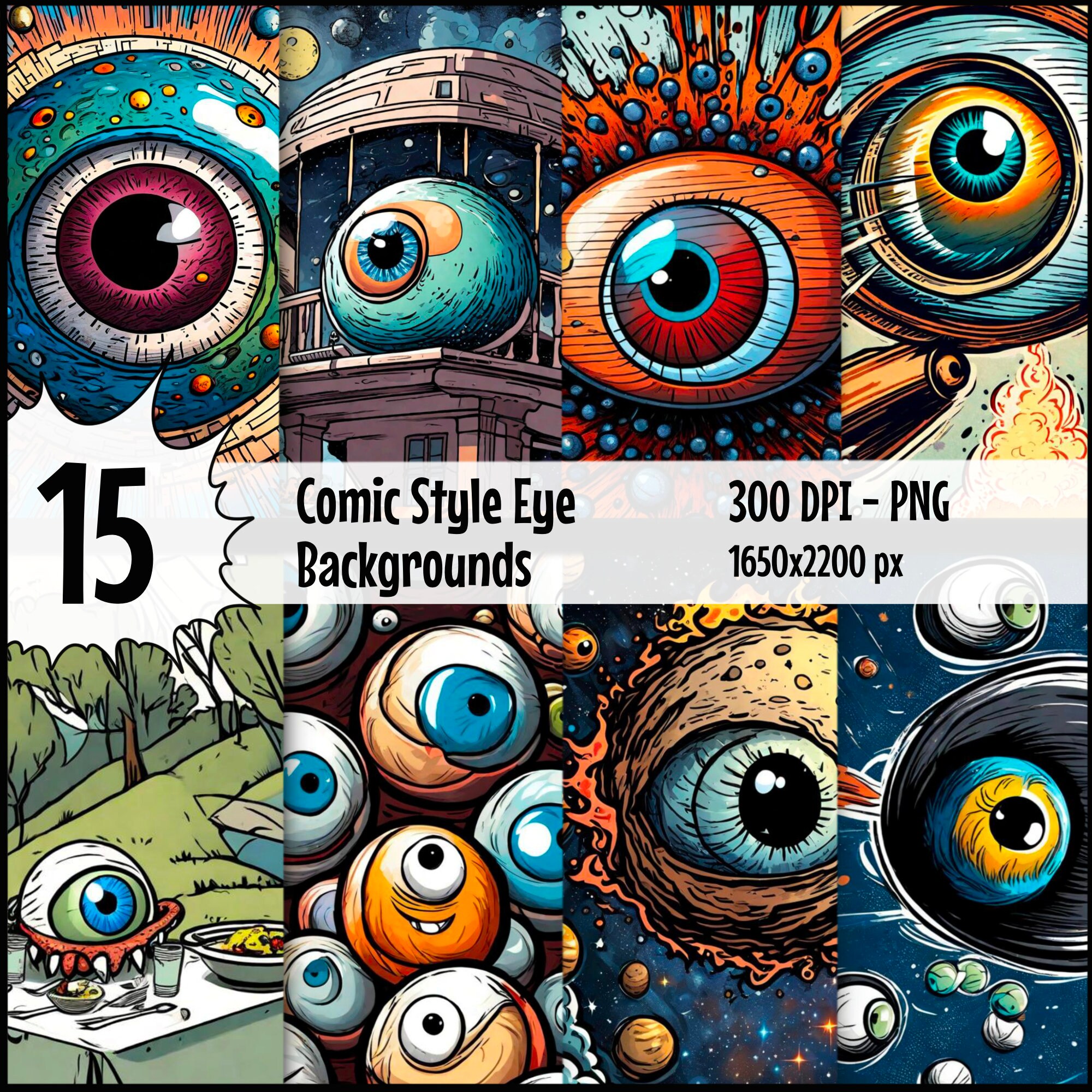 EYE Backgrounds, Comic Style, Digital Eye Wallpapers, PNG Format, Comic ...