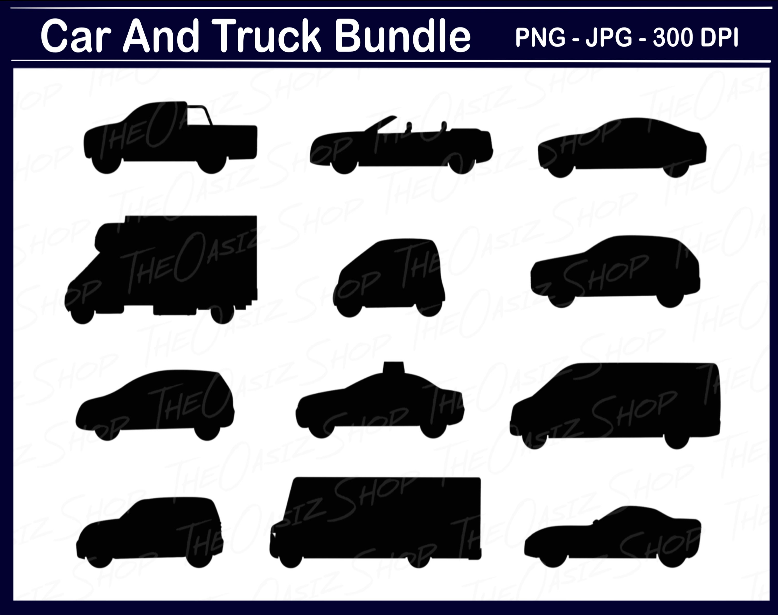 Vehicle Icons, Car and Truck and Van Icon Illustrations, PNG/JPG ...