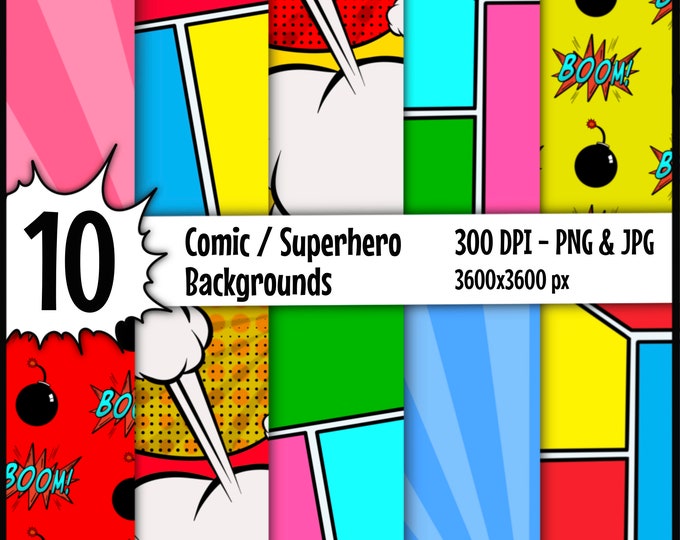 Comic Pop Art Background Wallpaper - Digital Paper - Colorful Superhero ...
