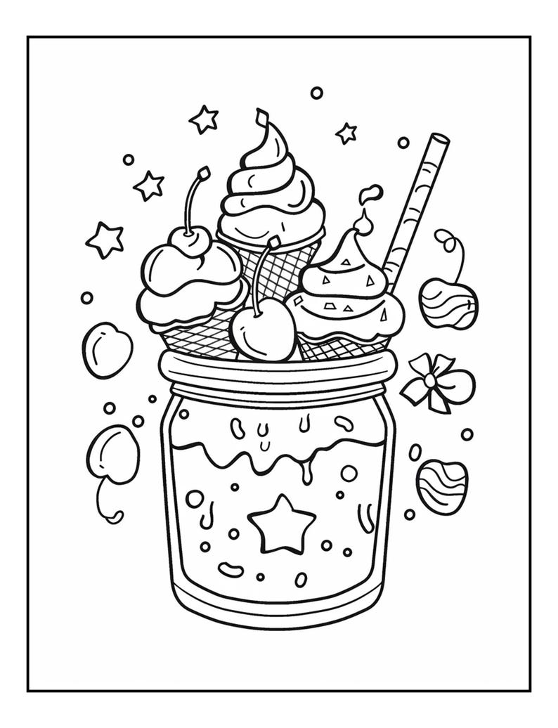 Coloring Pages - 100 Cute Kawaii in A Jar Coloring Adult and Kid ...