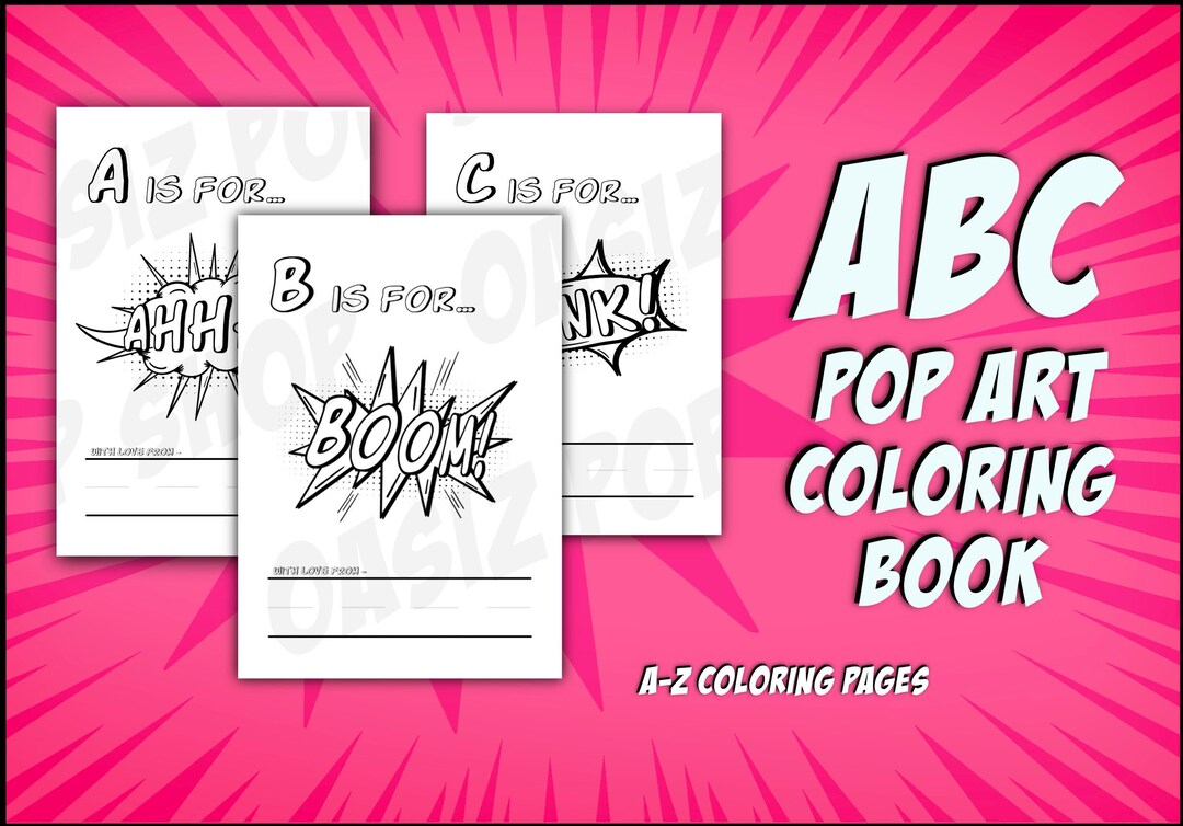 ABC Pop Art Coloring Book for Baby Shower Games / Shower Activity ...