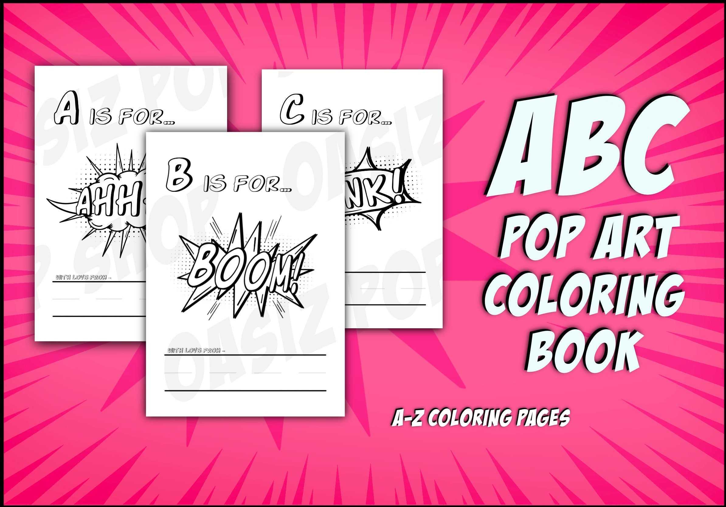 ABC Pop Art Coloring Book for Baby Shower Games / Shower Activity ...