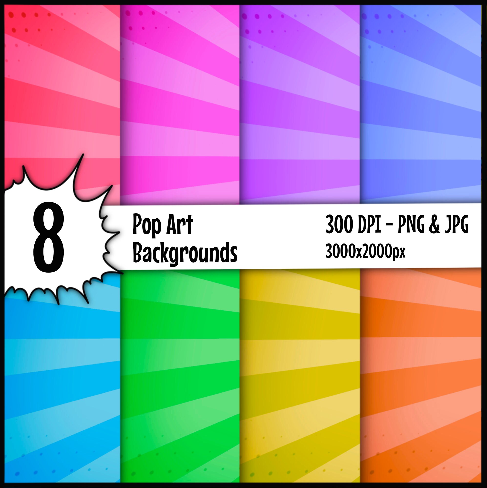 Comic Pop Art Background Wallpaper - Digital Paper - Colorful Cartoon ...